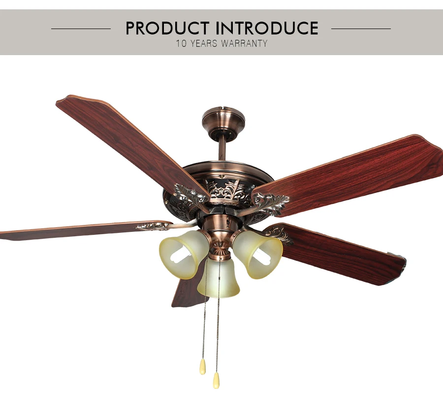 10 Years Warrantee 52 Inch Pure Copper Motor Ceiling Fan With Light ...