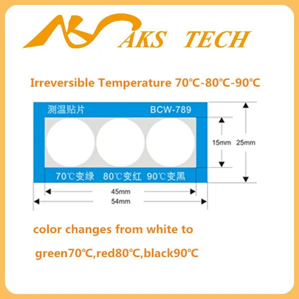Self Adhesive Temperature Label 60c 70c 80c 90c 100c Irreversible Color ...