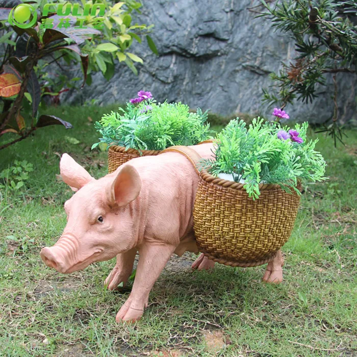New Garden Resin Stands Pig Design Rustic Flower Pots & Planters - Buy ...