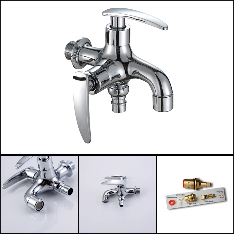 Wall Mounted Quick Open Double Handle Bibcock 2 In 1 Multififunction ...