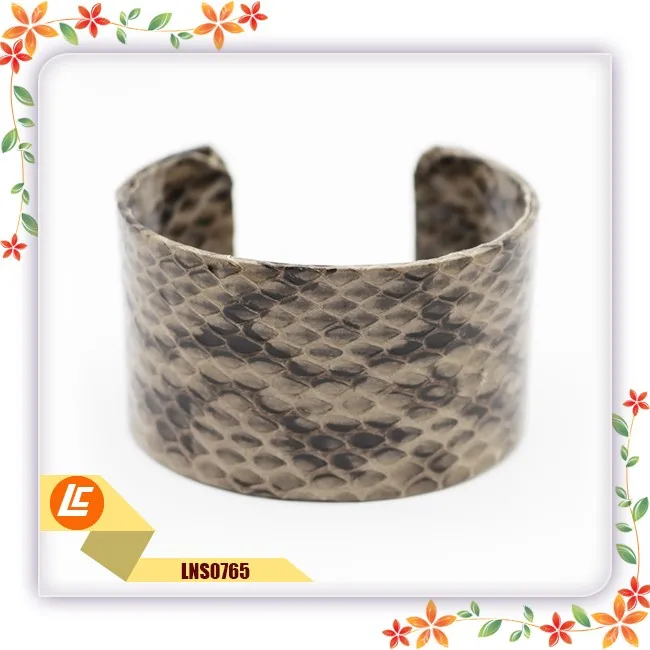 Real Snake Skin Leather Womens Cuff Bracelets Charming Design - Buy ...