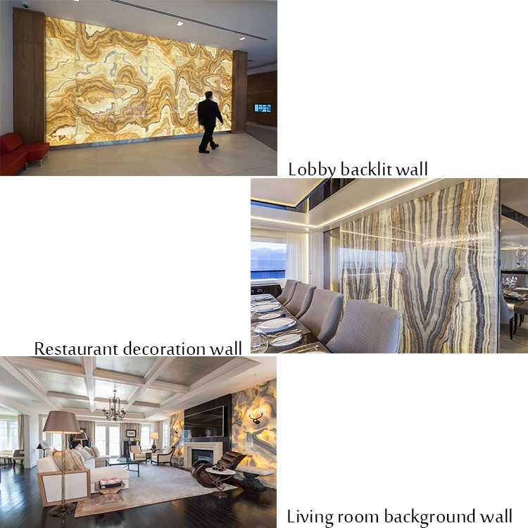 Backlit Luxury Semi Precious Thin Onyx Stone Panels