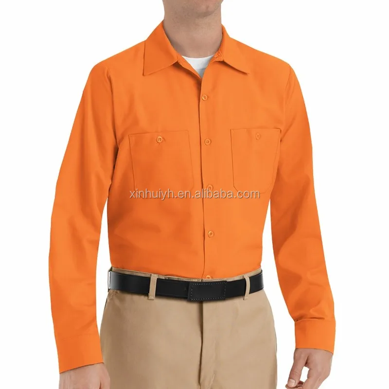 High Quality Factory Wholesale Customize Workmen Shirt Orange Long ...