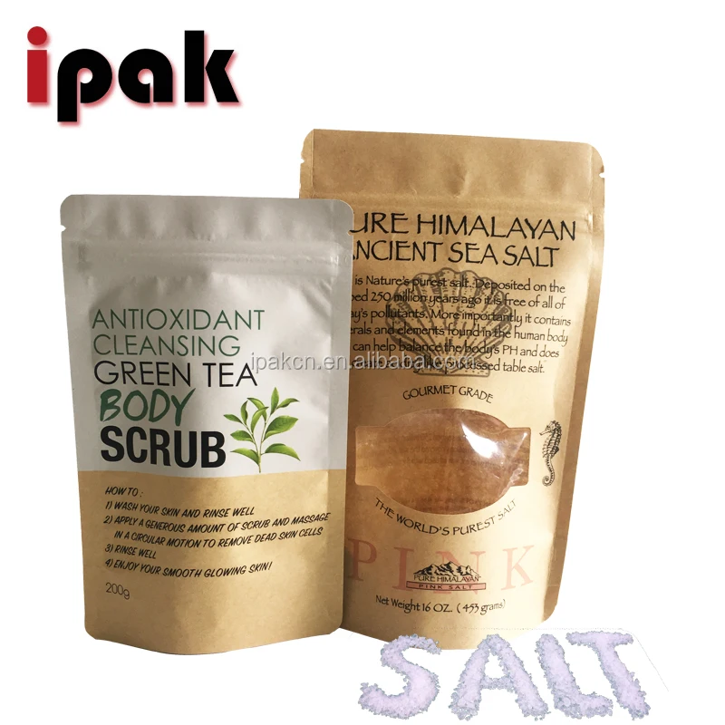 Custom Kraft Paper Body Scrub Packaging Bag With Zipper - Buy Body ...