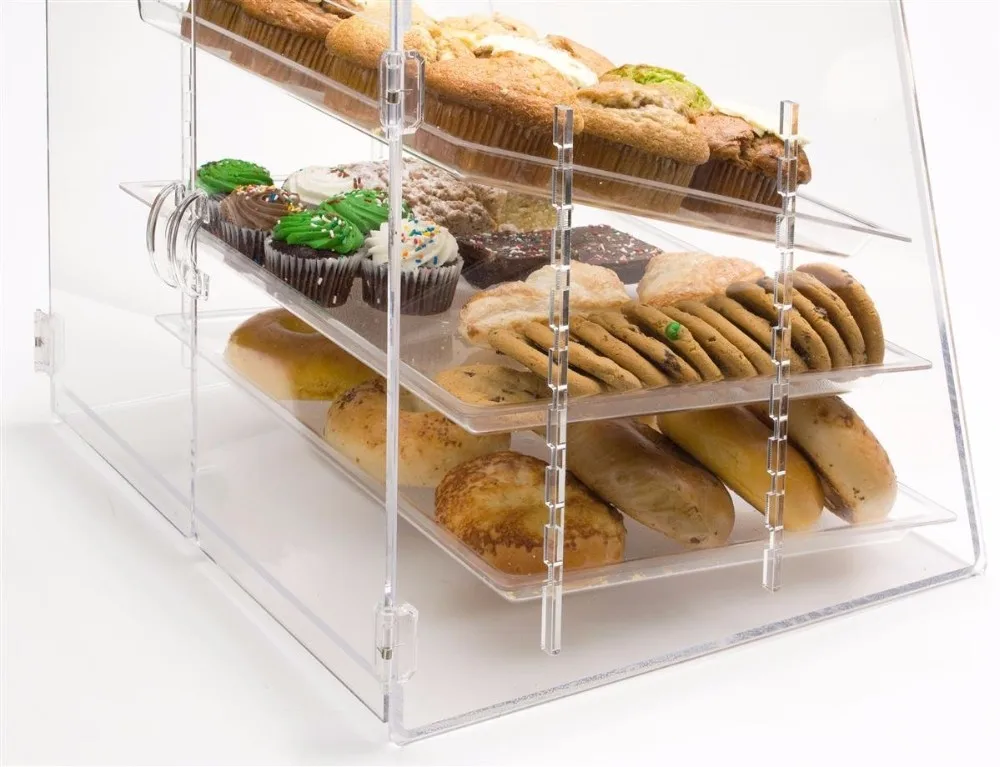 3 Removable Trays Rear Door Clear Transparent Acrylic Cake Container ...