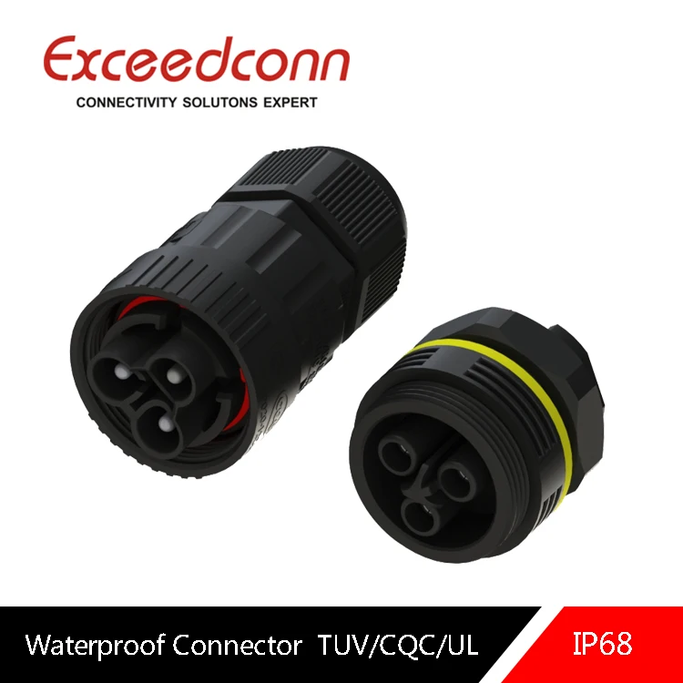 IP68 Waterproof 3 Pin Female Bulkhead Connector Panel Mount