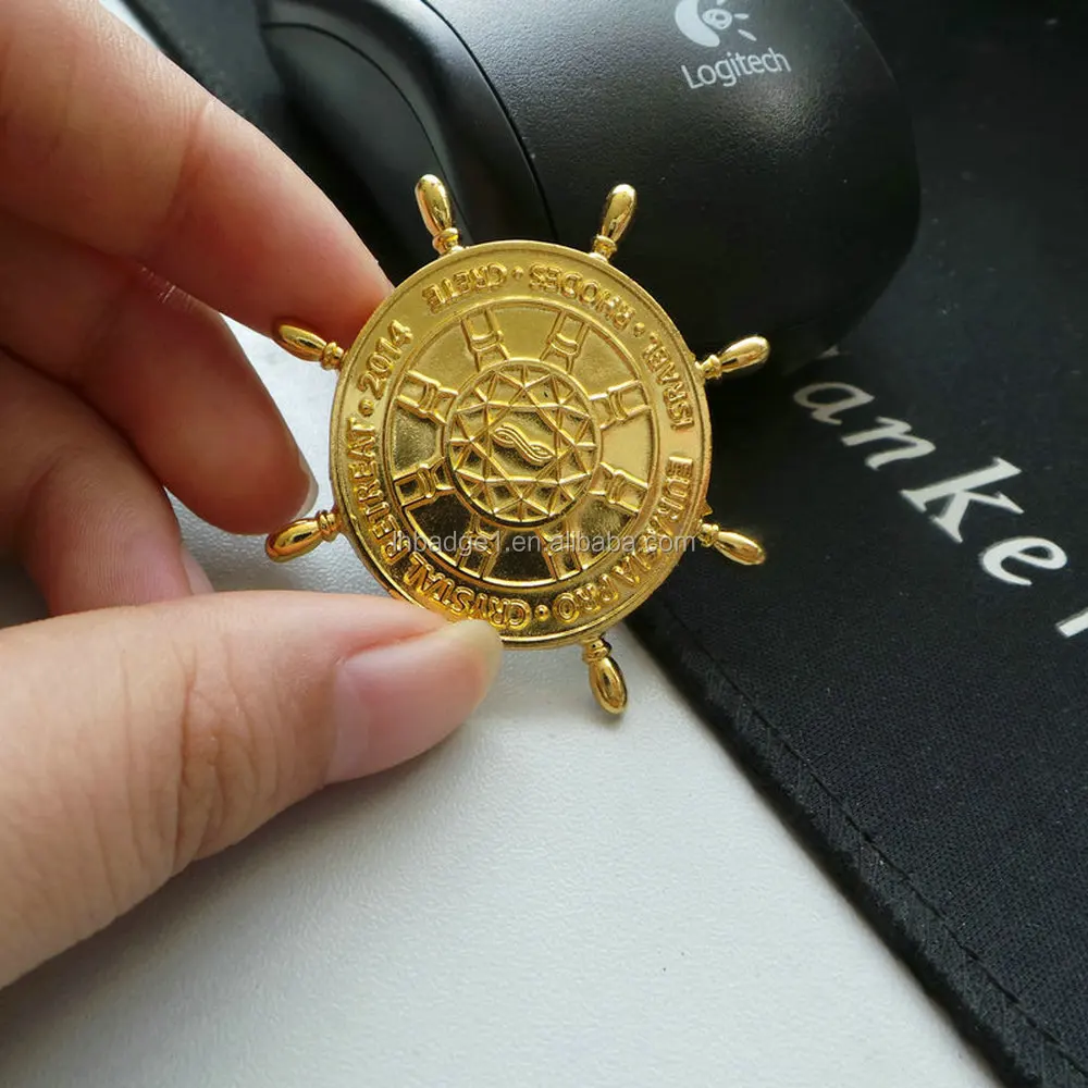 Nautical Ship Wheel Helm Souvenir,Metal Ship Rudder Badge Emblem - Buy ...