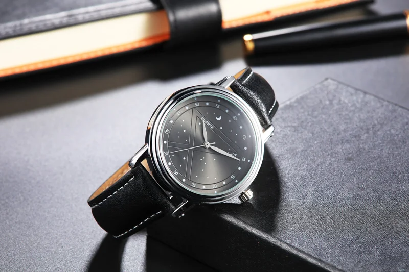 Wj-8109 Small Moon Face Creative Fancy Mens Waterproof Watch Leather ...