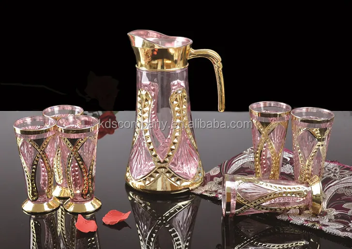 Gold Drinking Glass Water Set - Buy Gold Drinking Glass Set,Gold Glass ...