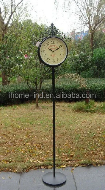 Garden Decor Metal Floor Standing Clock Outdoor Waterproof Clock Quartz ...