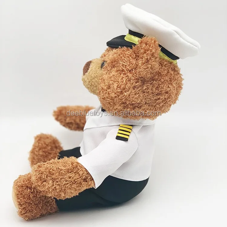 Stuffed Animal Captain Uniform Teddy Bear Plush Pilot