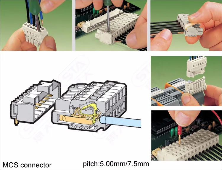 300V 15A 2 4 6 8 10 12 24 Pin plug-in MCS connector 231 302 7.5mm ...