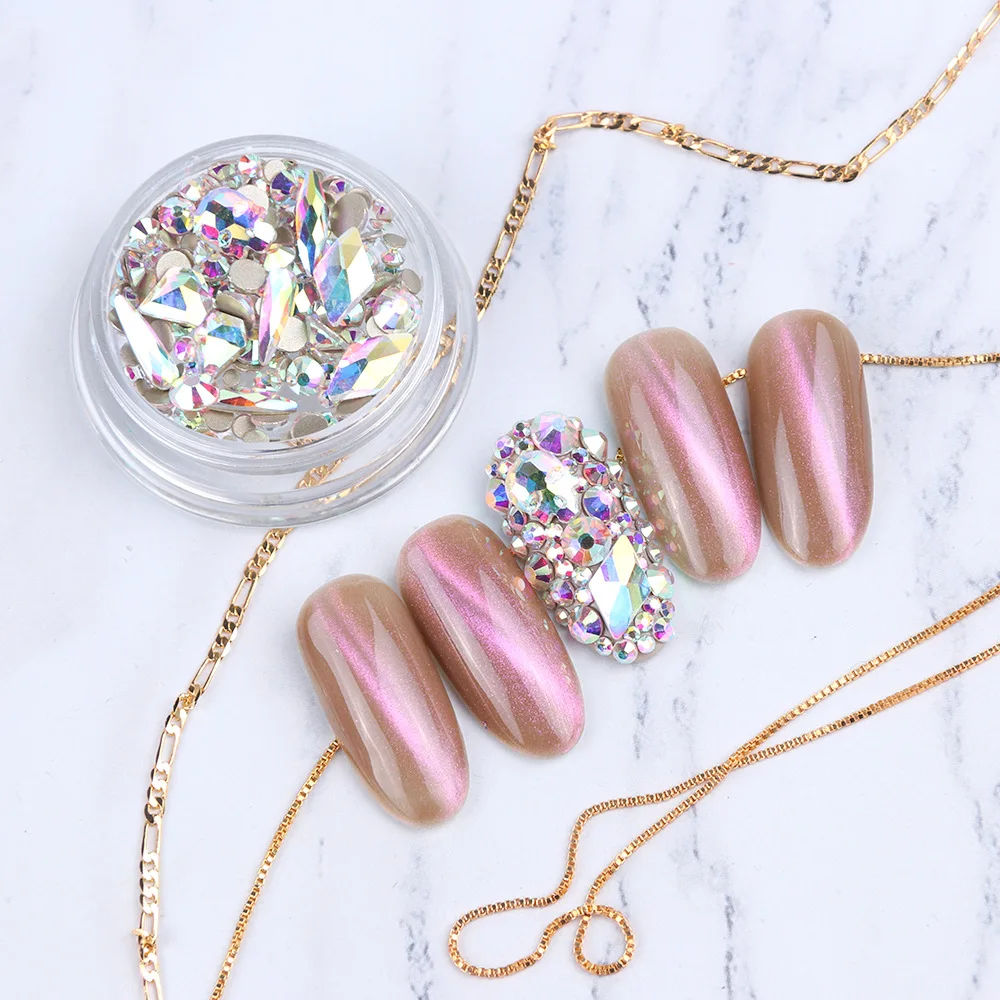 1 Box Mixed 3d Rhinestones Nail Art Decorations Crystal Gems Jewelry ...