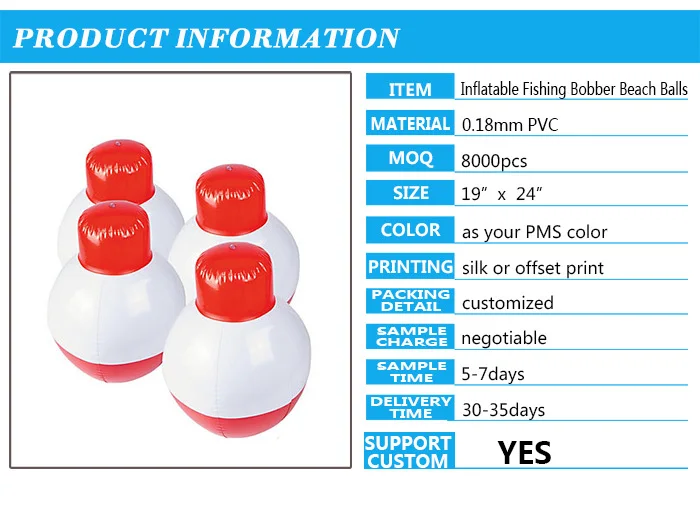 Durable Pvc Inflatable Fishing Bobber Beach Balls Customized Vinyl ...