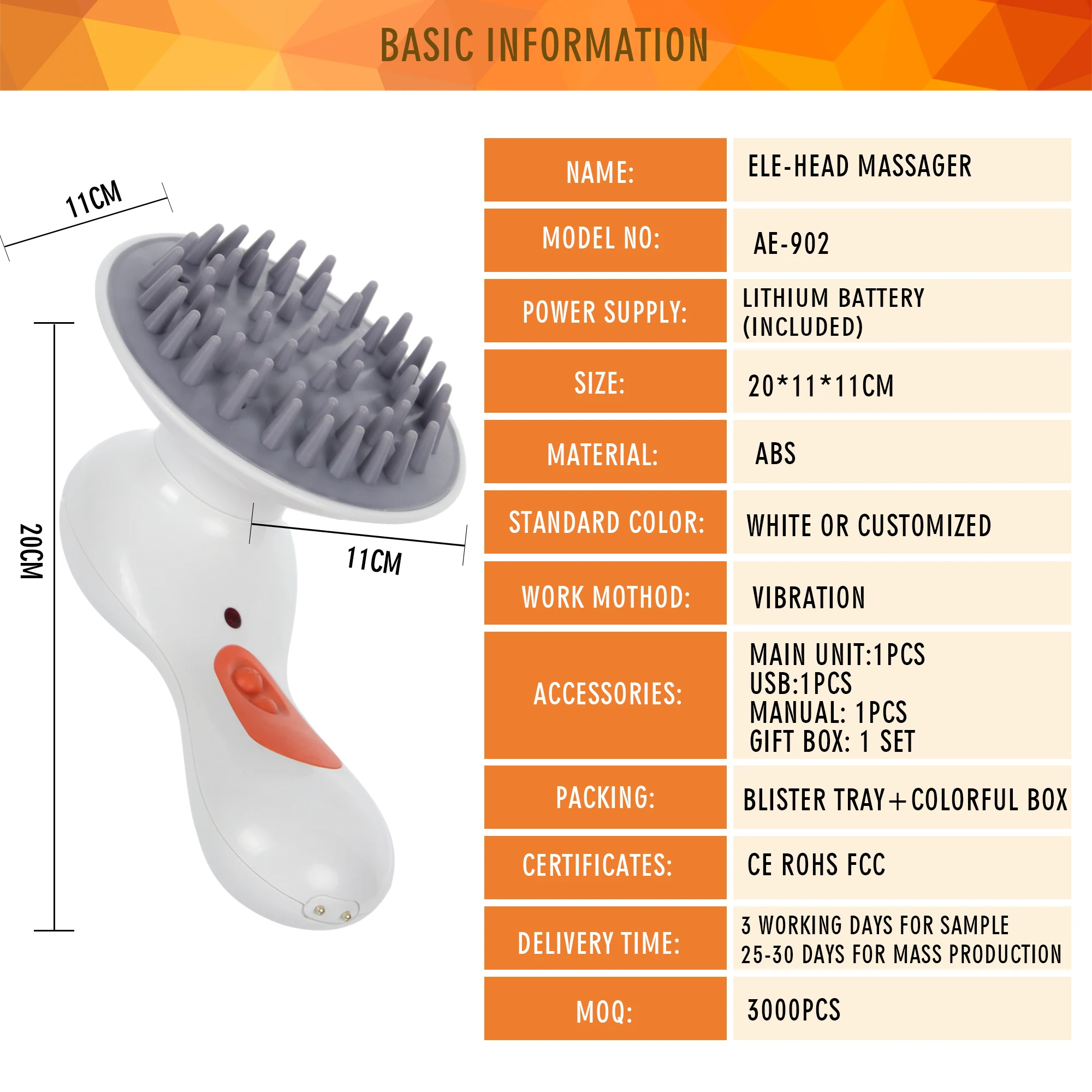 Scalp Massage High Quality Electric Vibration Head Massager With USB ...