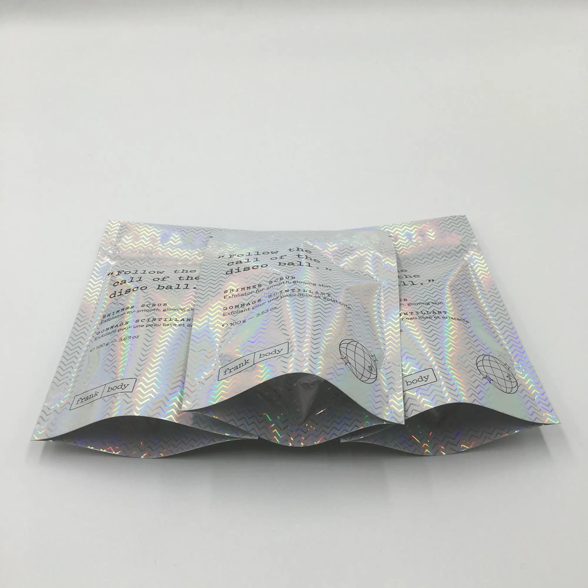 2020 Body Scrub Packaging - Holographic Plastic Ziplock Bag
