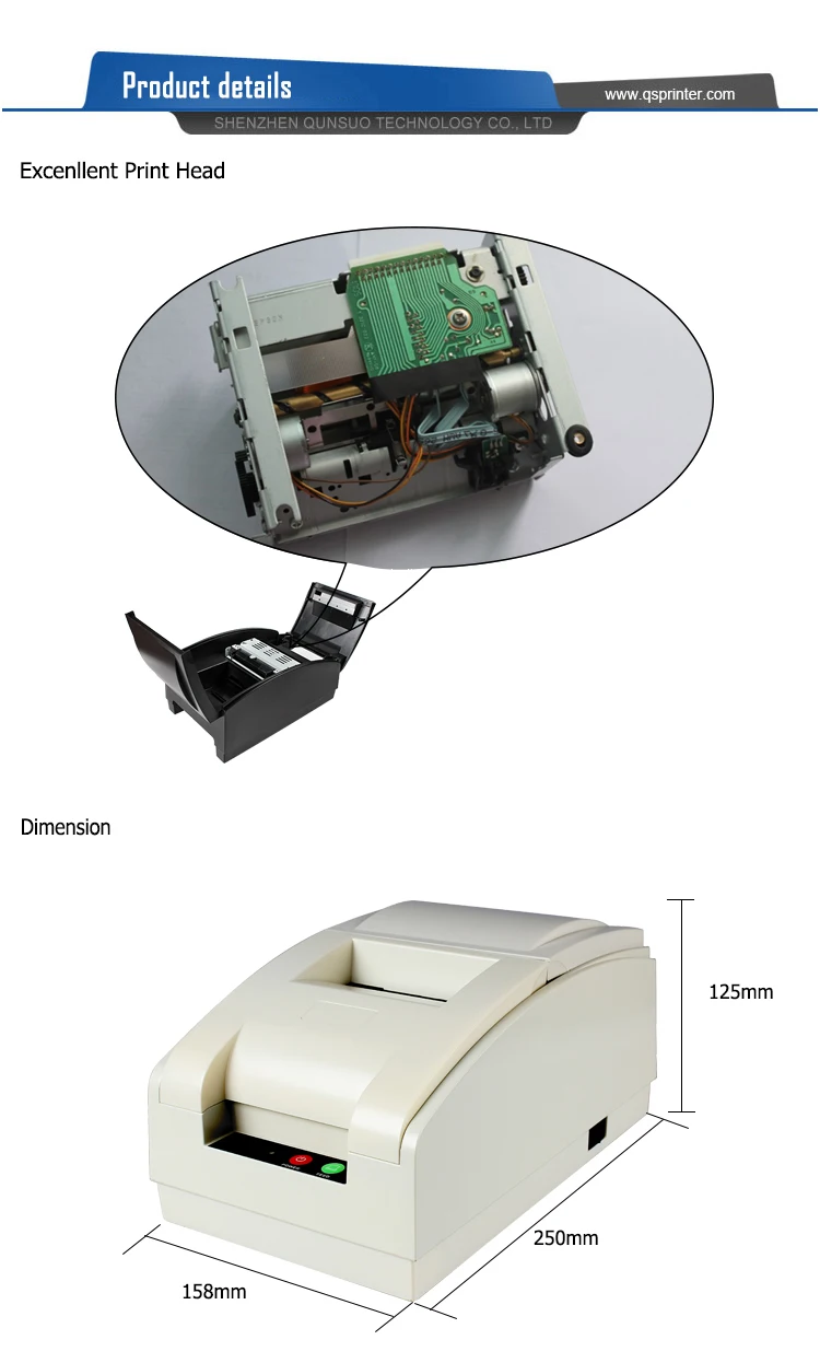 9 Needles Bi-directional Printing 76mm Desktop Dot Matrix Printer ...