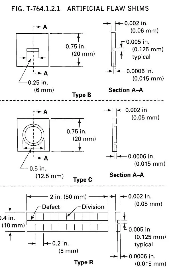 QQI Standard Flaw Shims for Magnetic Particle Inspection