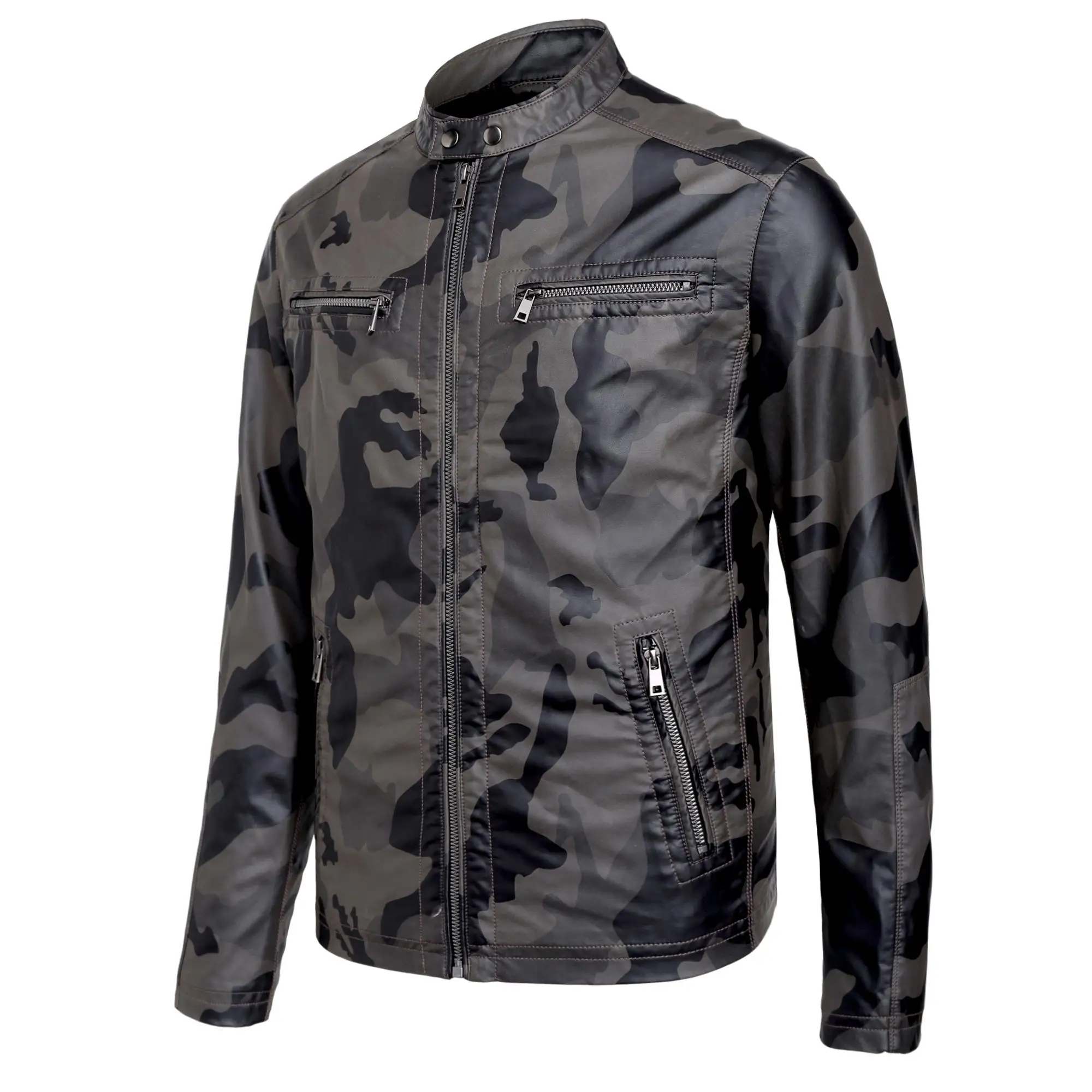 Stylish Wholesale Windbreaker Camouflage Color Motorcycle Pu Leather ...