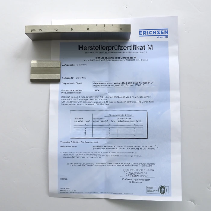 ERICHSEN Double Groove Grindometer #232 - Precision Measurement