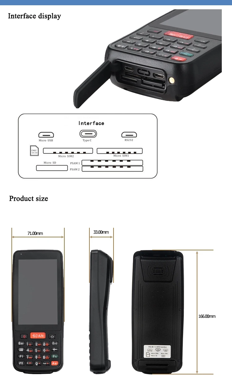 Pda401 핸디 터미널 안드로이드 Nfc 바코드 스캐너 택배 휴대용 Pda 장치 Buy 택배 소형 Pda의 경편한 맨끝바코드 스캐너 Product On