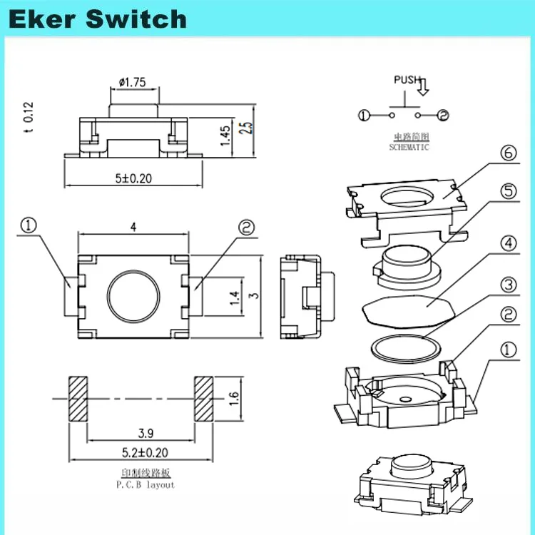 Tact Switch 2.5mm Height 2 Pin Mini SMT SMD Tactile Push Button