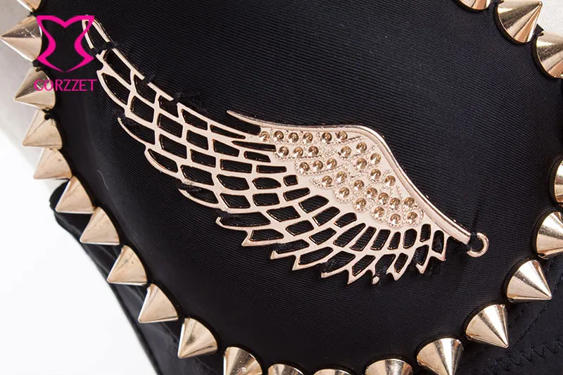 Corzzet Exotic Lingerie Black Gold Studded Rivet & Wings Underwear Bra ...