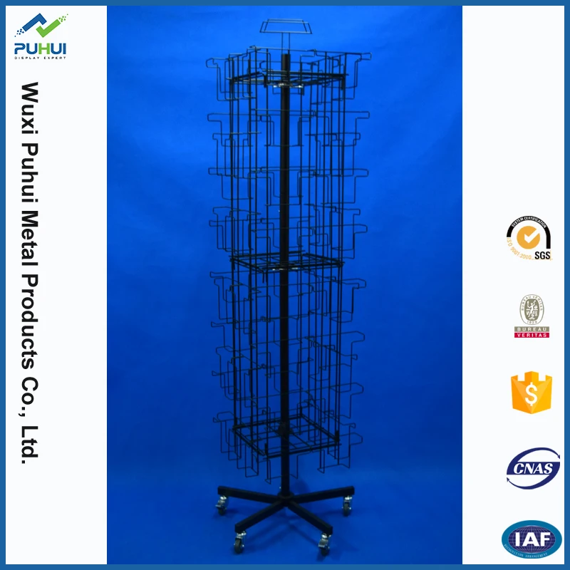 Custom Steel Wire Pocket Fixture Floor Standing Metal Spinning Greeting ...