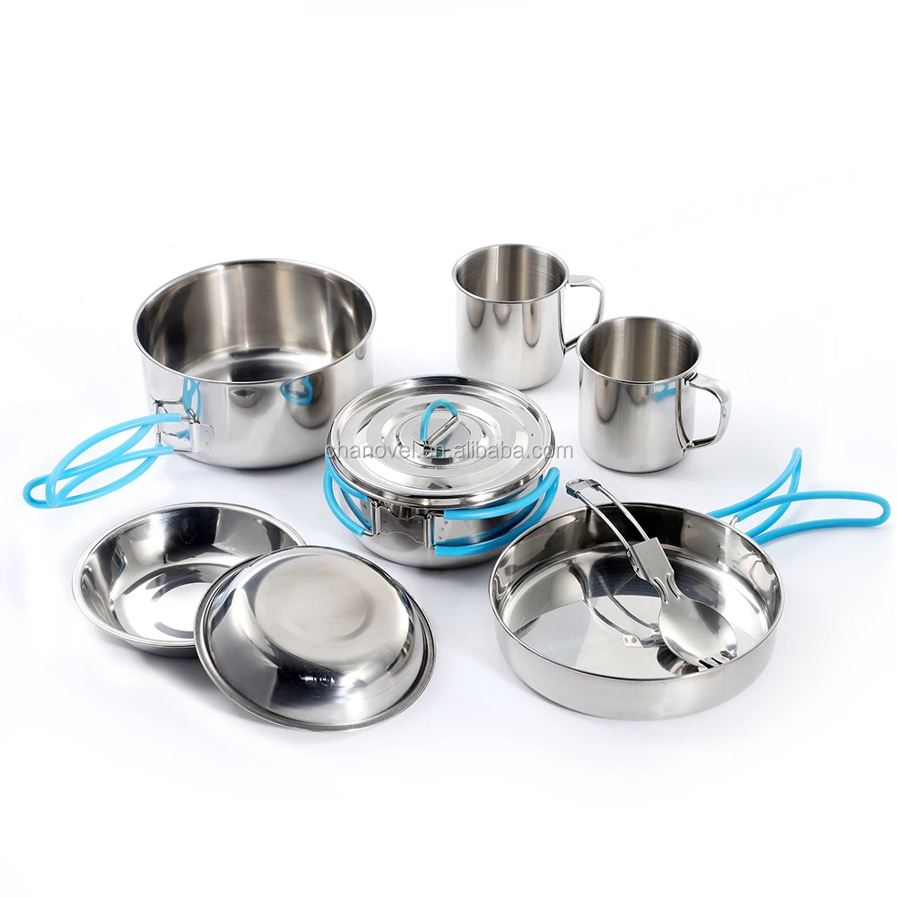 Outdoor Equipment 10 Pcs Stainless Steel Camping Travel Cooking Dining ...