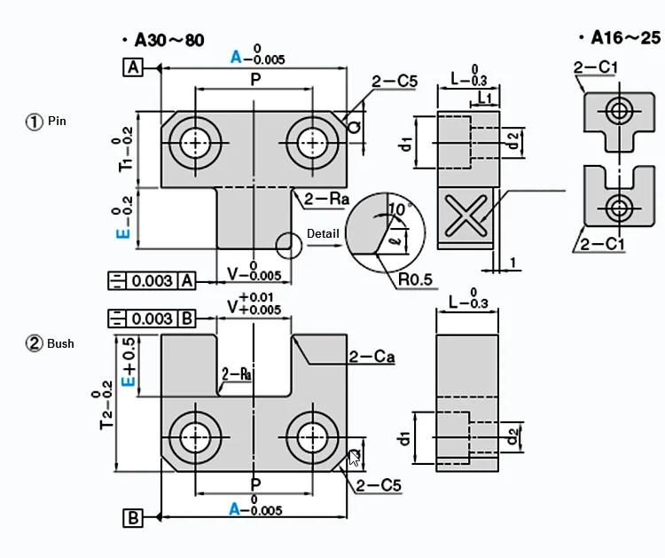 Mold Parts Square Taper Interlocks Locating Block Sets