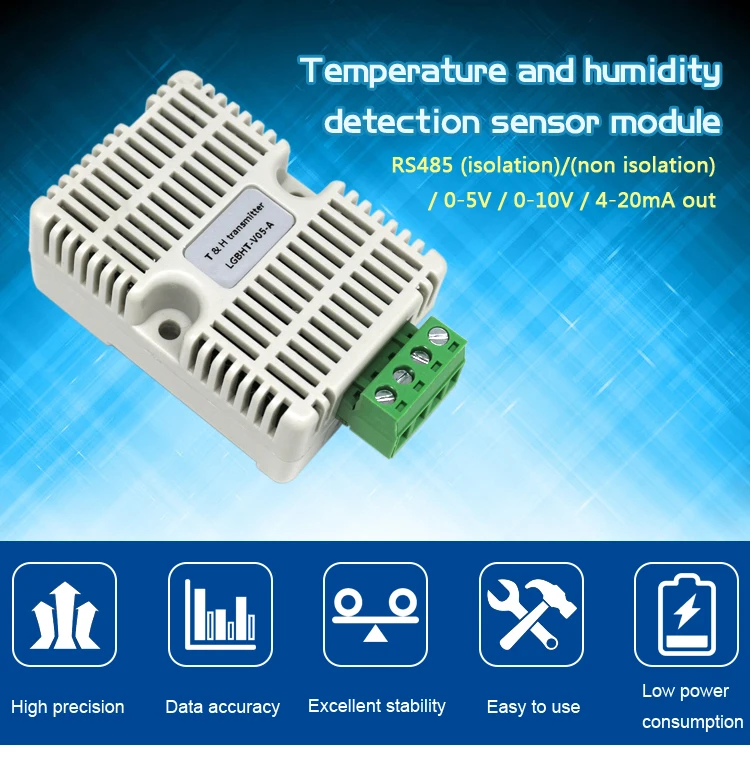 0-5v 0-10v Digital Analog Output Rs485 4-20ma Temp Resistive Modbus Temperature And Humidity ...