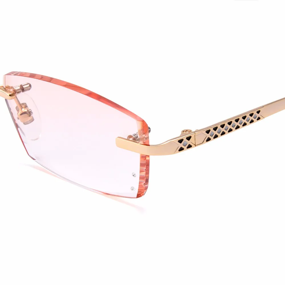 Luxuriant Diamond Trimming Cutting Rimless Eyeglasses Frame For Men ...