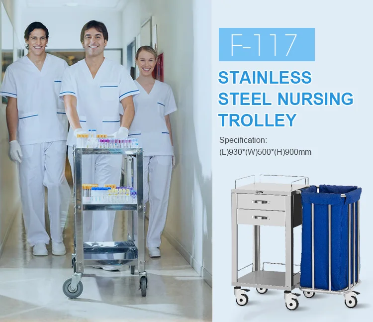 Stainless Steel Mobile Medical Nurse Station Emergency Nursing Trolley ...