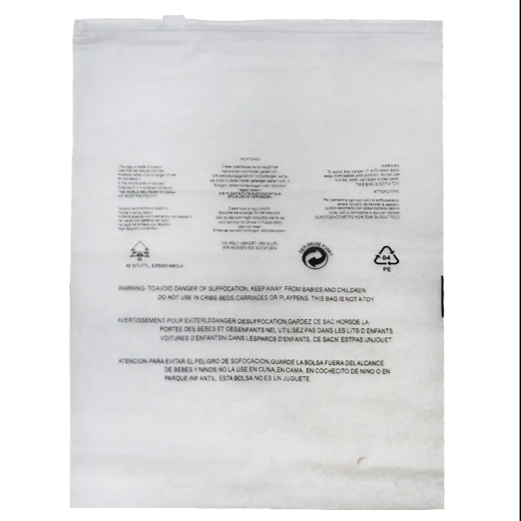 Resealable Ldpe Plastic Clear Poly Bag With Suffocation Warning Label ...