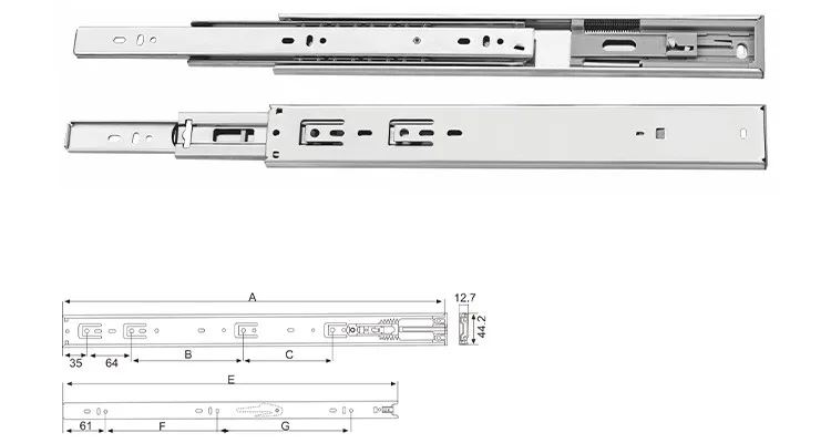 ZHIDE 3 Fold Telescopic Channel Ball Bearing Drawer Slides