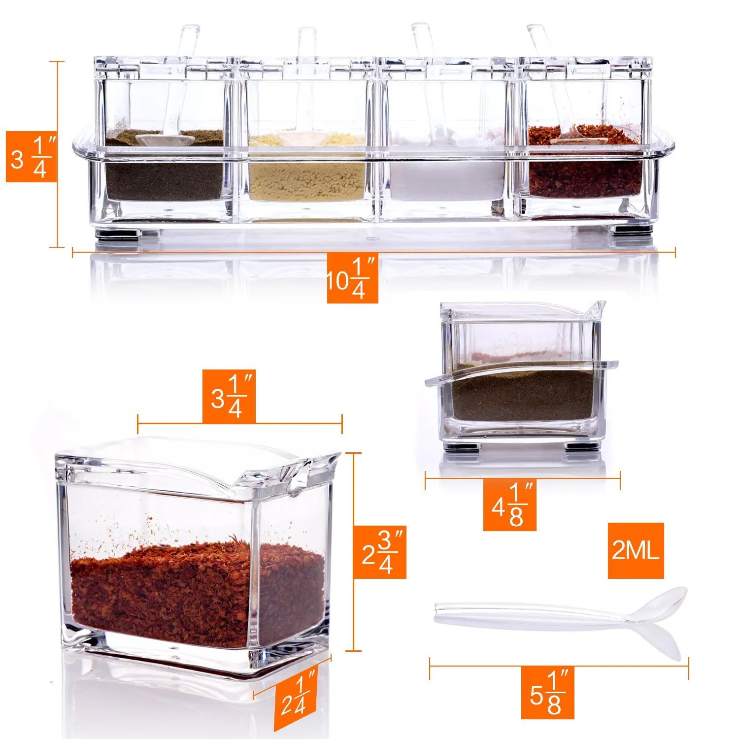 Durable 4 Compartments PS Condiments Set - Sustainable & LFGB Certified