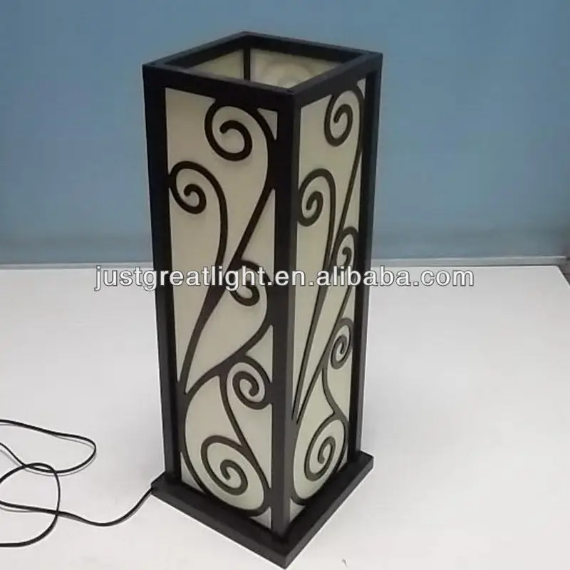 Laser Cut Square Floor Lamp With Fabric Shade And Wood Frame - Buy ...