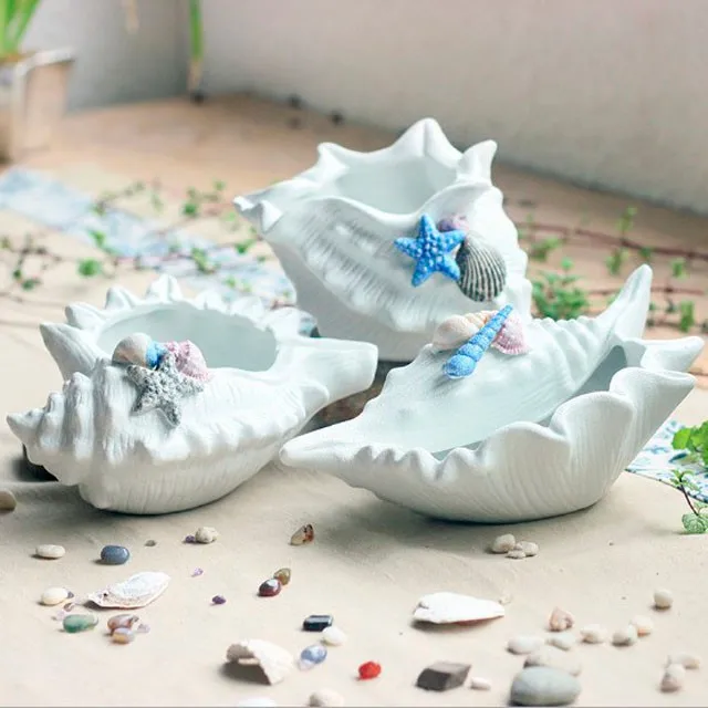 Modern Conch Shape White Ceramic Flower Plant Pot Decorative Indoor ...