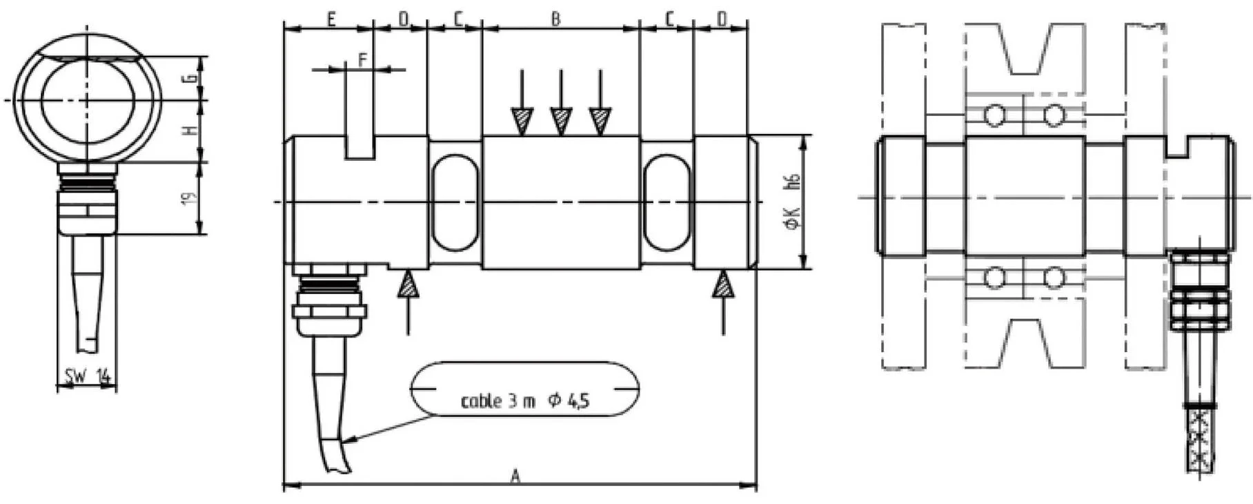 Electric Hoist Pin Load Cell Gsp903 200kn - Crane Load Pin