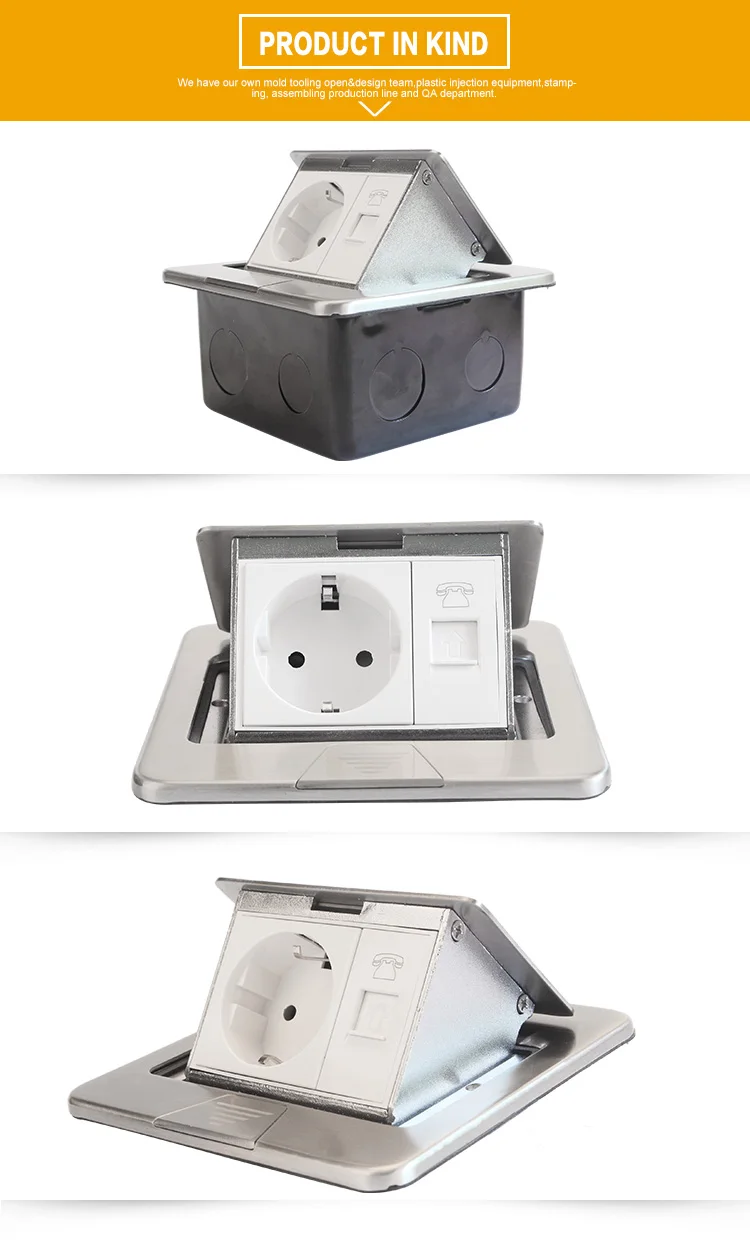 Stainless Steel Floor Flush Mounted Pop up Electrical Outlet