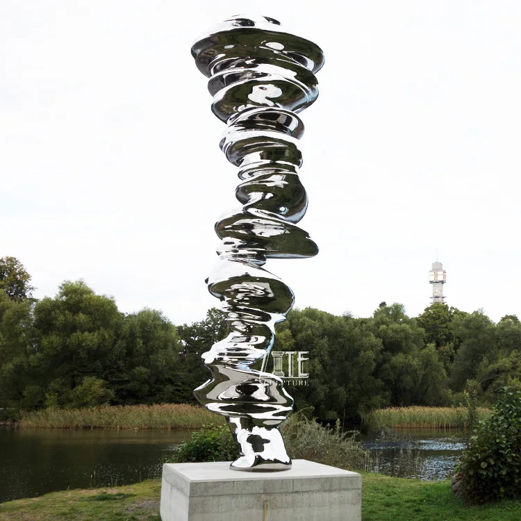 Art Large Abstract Metal Wind Cyclone Statue Stainless Steel Tornado ...