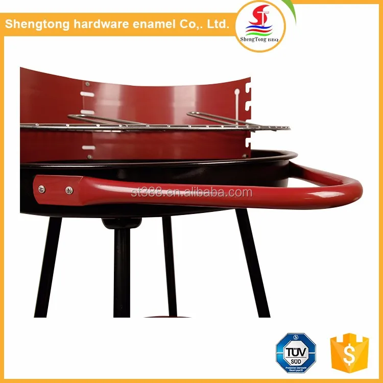 Red Round Shape Smokeless Outdoor Charcoal Bbq Grill - Buy Bbq Grill ...