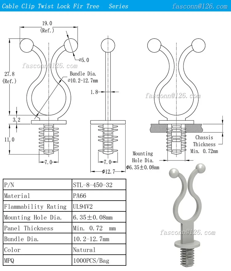 Push Mount Lock Loop Cable Clamp - Efficient Cable Management