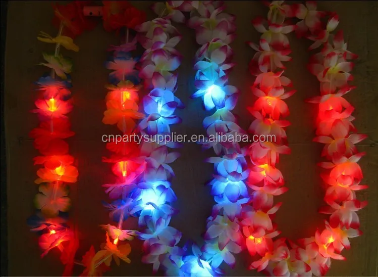 Led Hawaiian Lei Party Decoration Light Up Flower Leis For Hawaiian ...