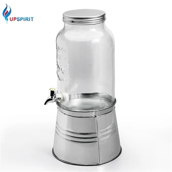 8l Glass Jar Water Juicer Beverage Dispenser With Tap Ice Bucket - Buy ...