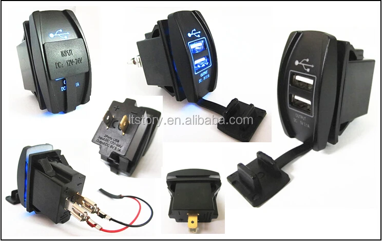 Dual Usb Charger Adapter Socket Power Outlet 12v 24v Led Motorcycle Car ...