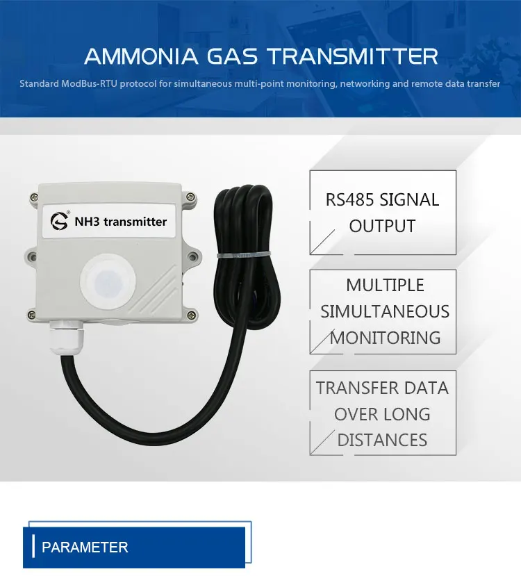 Hot Sale Rs485 Output Dc 12-24v Gas Leak Sensor Nh3 Ammonia Gas Detection Detector - Buy Nh3 ...