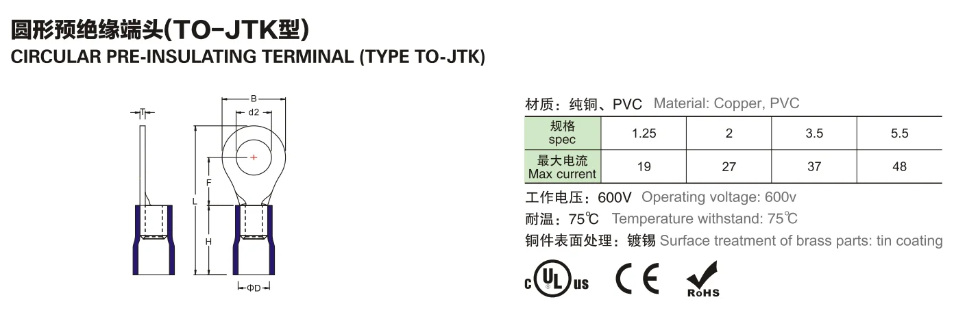 Vinyl Insulated Ring Terminal Combiflex Lug Ground Lug Terminal