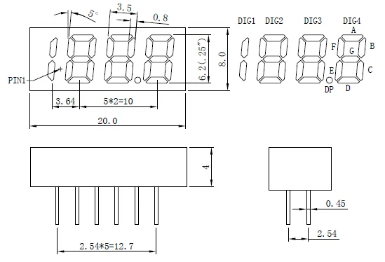0.25 Inch 3 1/2 Digit Red Small 7 Segment LED Display for Panel Meters
