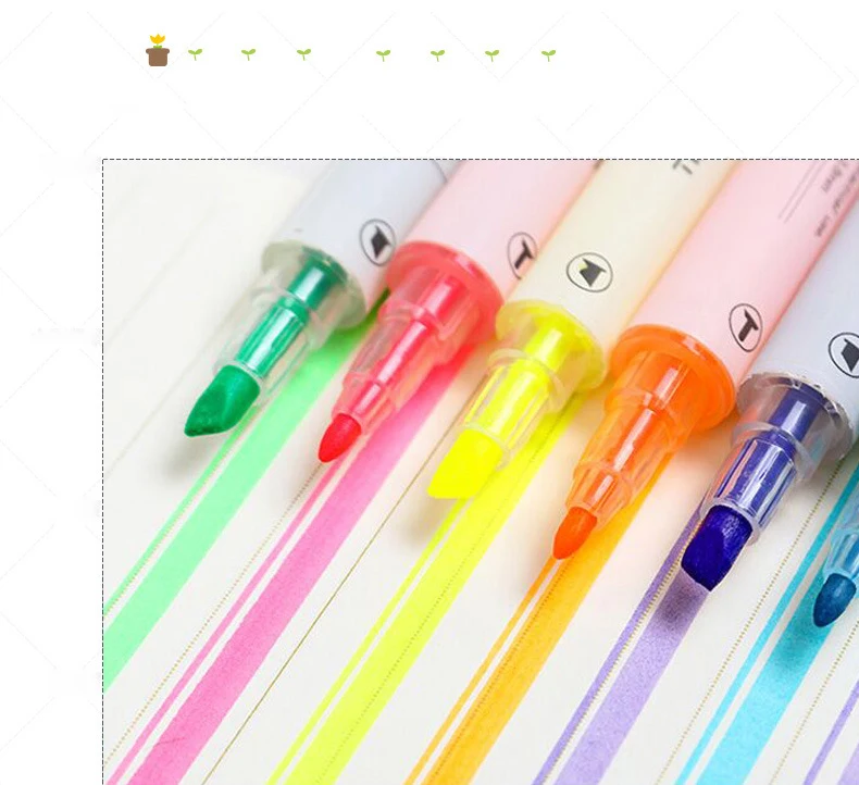 Customized Logo Stationery Double Ended Fancy Highlighter Pen,Dual Head ...
